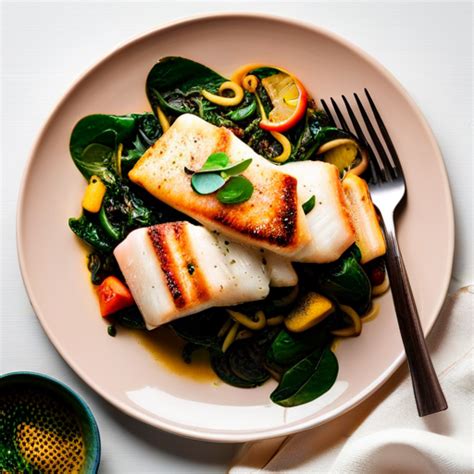 Pan Fried Cod With Spinach Recipe Cookaifood