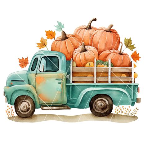 Fall Truck With Pumpkins Png Thanksgiving Clipart Thanksgiving