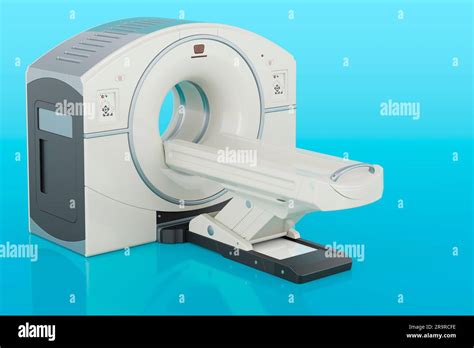 Pet Scanner Positron Emission Tomography 3d Rendering On Blue