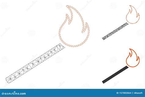 Match Fire Vector Mesh Network Model And Triangle Mosaic Icon Stock Vector Illustration Of
