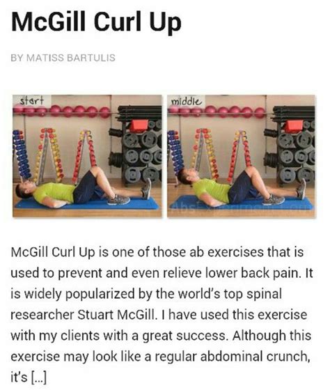 McGill Curl Up Core Workout Abs Workout Workout