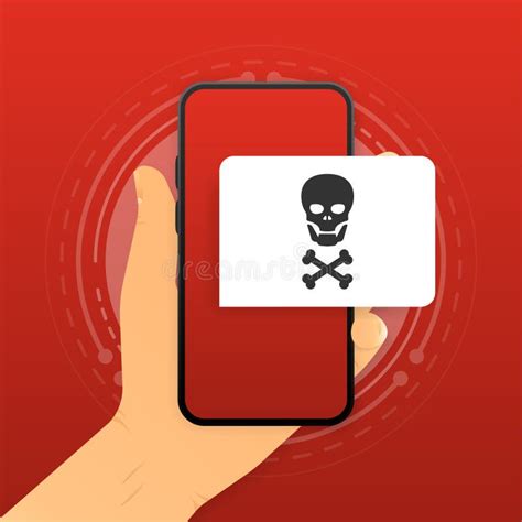 Virus Alert Hand Holding An Infected Smartphone Mobile Security Concept Vector Illustration