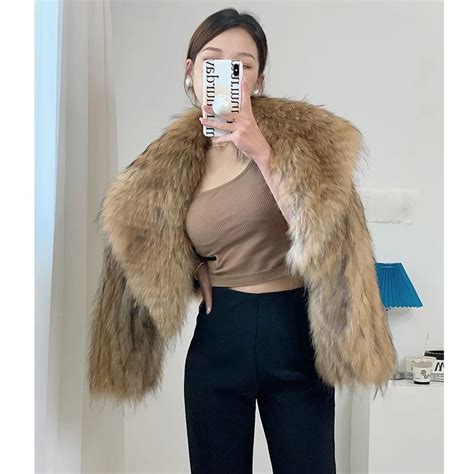 럭셔리 인조 너구리 모피 코트 큰 라펠 모조 밍크 모피 봄버 재킷 푹신한 카디건 턴다운 칼라 플로킹 파카 탑