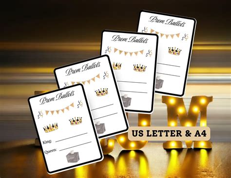 Prom King And Queen Voting Ballots Printable Voting Cards Pdf Prom