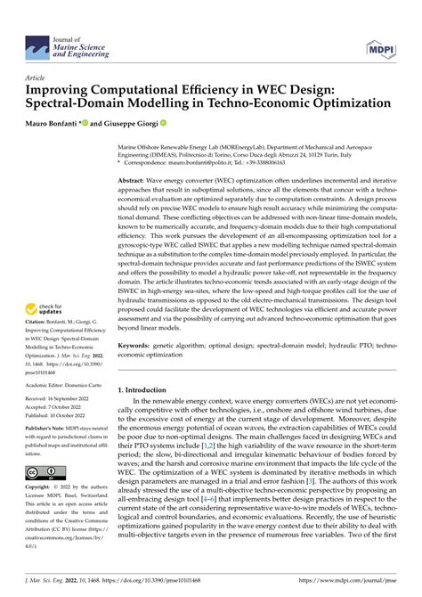 Pdf Improving Computational Efficiency In Wec Design Spectral Domain