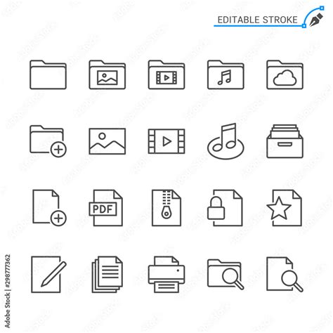 File Management Line Icons Editable Stroke Pixel Perfect Stock Vector Adobe Stock