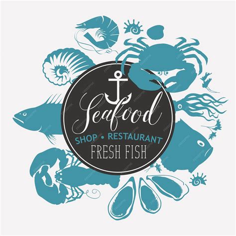 해산물 식당 표지 메뉴 프리미엄 벡터