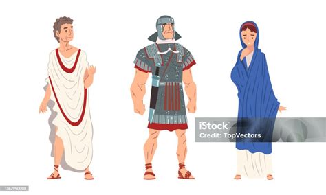 긴 튜닉 서 벡터 세트에서 고대 로마 군인 또는 그리스 전사와 여자 로마 양식에 대한 스톡 벡터 아트 및 기타 이미지 로마 양식 고대 문명 고대의 Istock