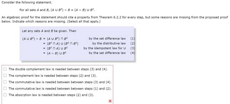 Solved Consider The Following Statement For All Sets A And