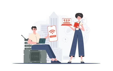 IoT Concept The Girl And The Guy Are A Team In The Field Of Internet Of Things Good For