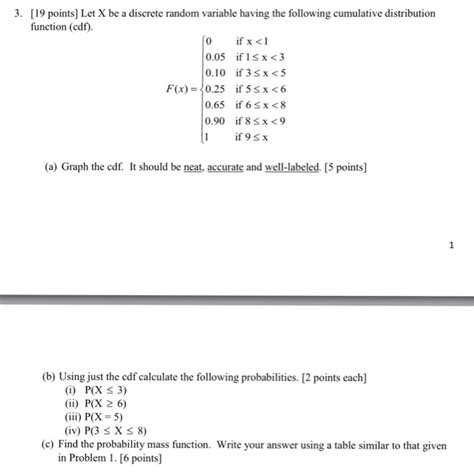 solved [19 points] let x be a discrete random variable
