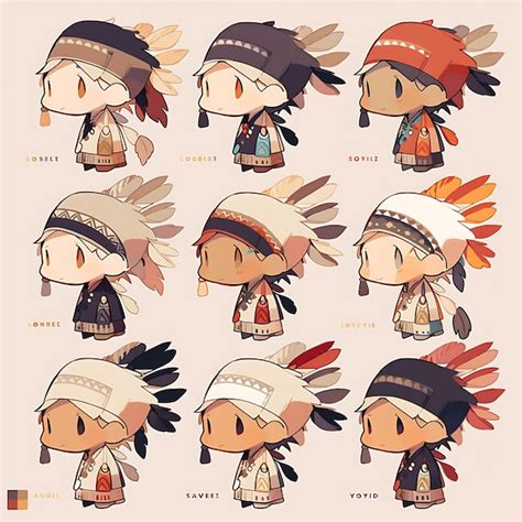 Premium Photo Sticker Of Male Eagle Chibi Kawaii Native American Fashion Concept Warm Concept