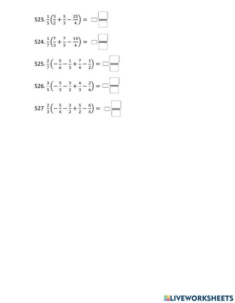Operaciones Combinadas Con Fracciones Online Exercise For Live Worksheets