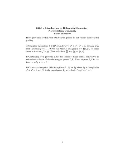 Introduction To Differential Geometry Extra Exercises Introduction To Studocu