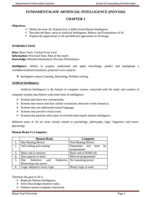 Ai Chapter 1 Pdf Artificial Intelligence Intelligence Ai And Semantics