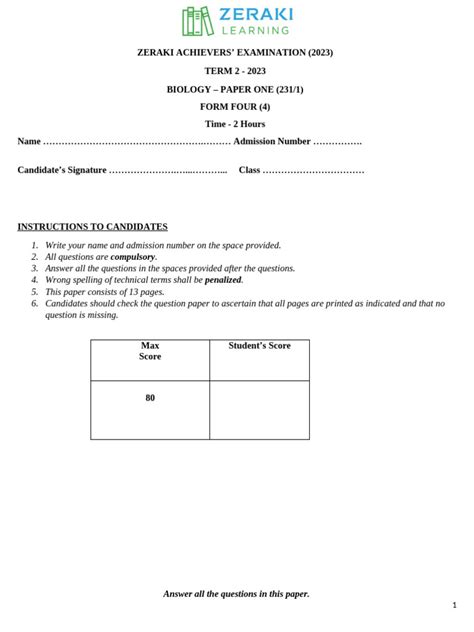 Zeraki Achievers Pdf Eye Dna