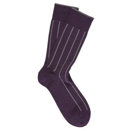 Merino Wool Mid Calf Marcoliani Circo Stripe Socks Plum Mens And
