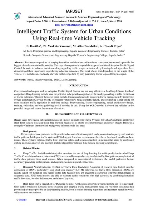 Pdf Intelligent Traffic System For Urban Conditions Using Real Time
