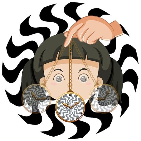 Uma Garota Sendo Hipnotizada Com Relógio Vetor Grátis