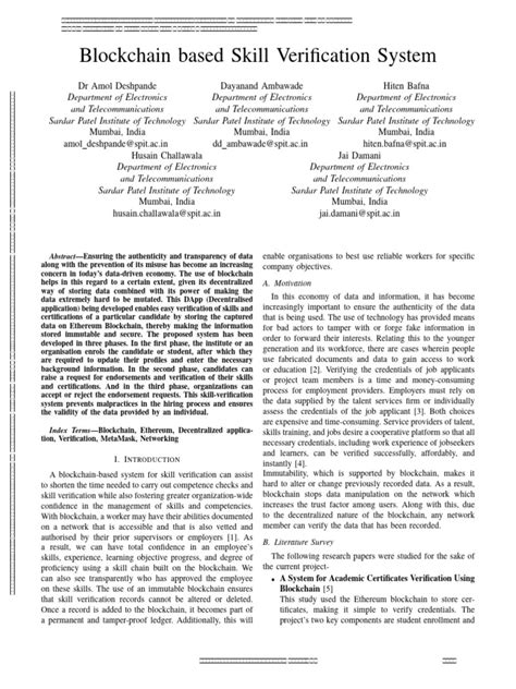 blockchain based skill verification system pdf