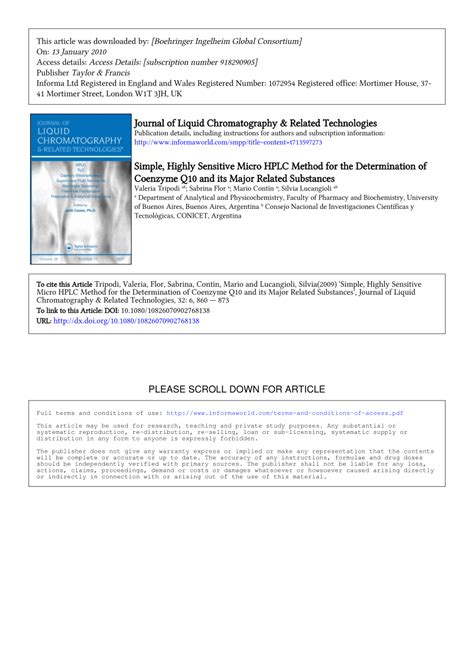 Pdf Simple Highly Sensitive Micro Hplc Method For The Determination