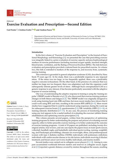 Pdf Exercise Evaluation And Prescription—second Edition