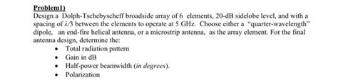 Solved Problem1 Design A Dolph Tschebyscheff Broadside