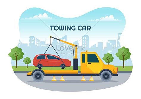 자동 견인 자동차 그림 일러스트 무료 다운로드 Lovepik