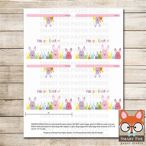 Happy Easter Bag Topper Instant Download Easter Digital Printable Easter Bag Topper