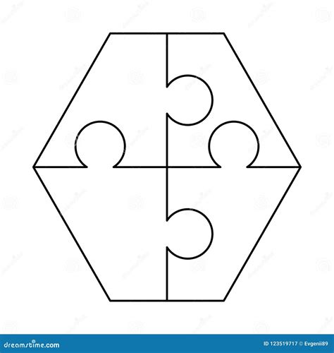 4 White Puzzles Pieces Arranged In A Hexagon Shape Jigsaw Puzzle Template Ready For Print