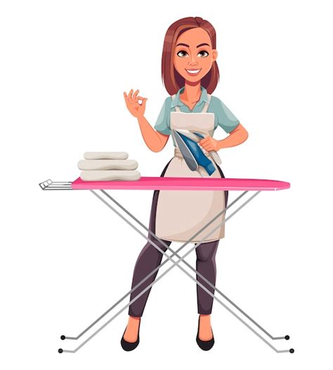 Concept de femme au foyer jeune femme assez élégante Vecteur Premium