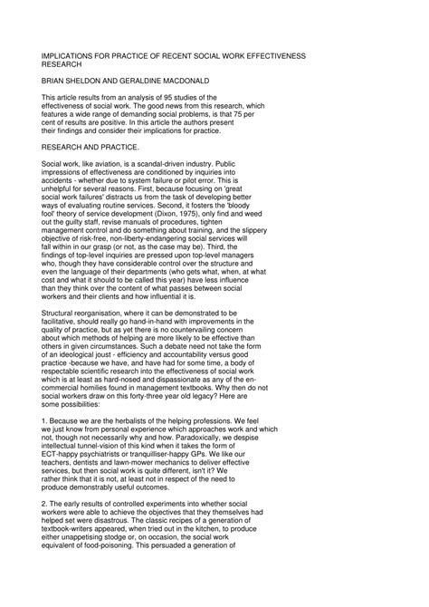 Pdf Implications For Practice Of Recent Social Work Effectiveness Research