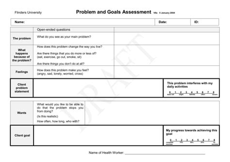 Problem And Goals Assessment Questionnaire
