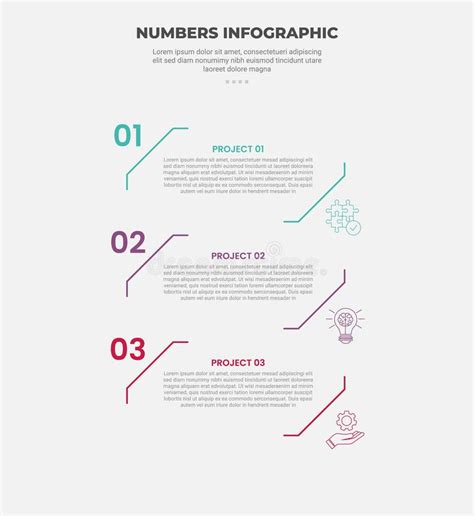 Numbers Or Numerical Infographic Outline Style With 3 Point Template