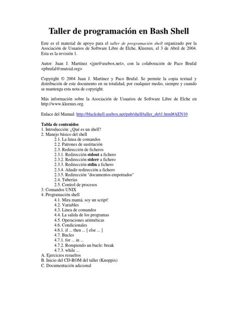 manual de programación en bash shell pdf proceso computación