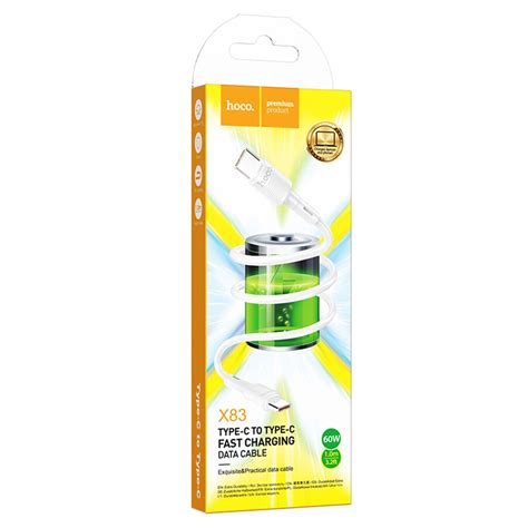 Кабель Usb C Hoco X83 Victory Type C Type C 60w 1 м белый оптом