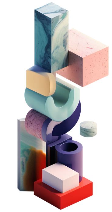 3d Stack Of Abstract Shapes Sculpture Png Svg
