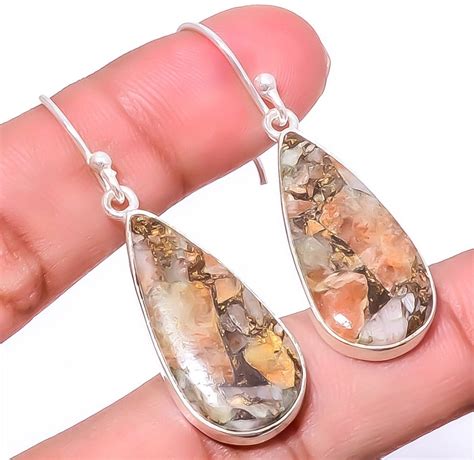 Copper Golden Sunstone Gemstone 925 Sterling Silver Earring 1 56 E41