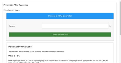 Percent To Ppm Converter Convert Between Percent And Parts Per