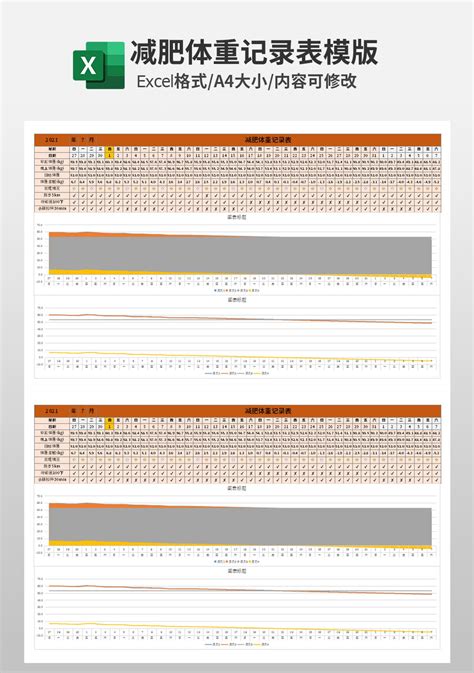 减肥体重记录表模板 个人日常excel模板下载 蓝山办公