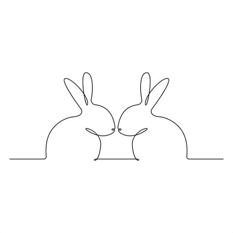 Premium Vector Rabbit Continuous Single Line Art Outline Drawing Sketch Vector Editable Stroke