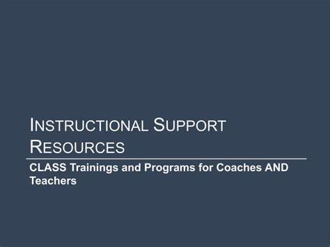 Class Instructional Support An Introduction To Improvement Strategies