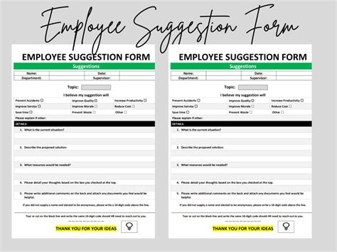 Employee Suggestion Form Editable Word Template Suggestion Etsy