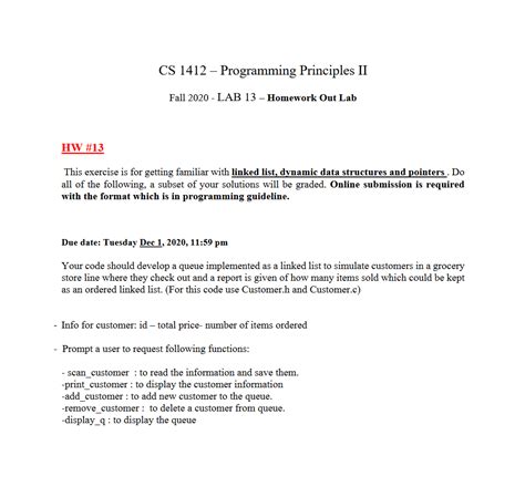 Solved Cs 1412 Programming Principles Ii Fall 2020 Lab