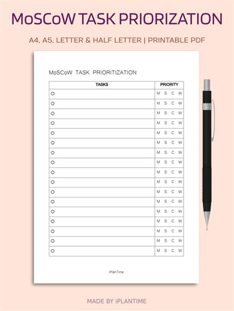 Moscow Task Prioritization Printable Problem Solving Etsy