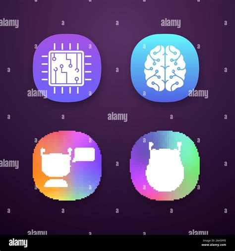 Chatbots App Icons Set Uiux User Interface Virtual Assistants Messenger And Chat Bots