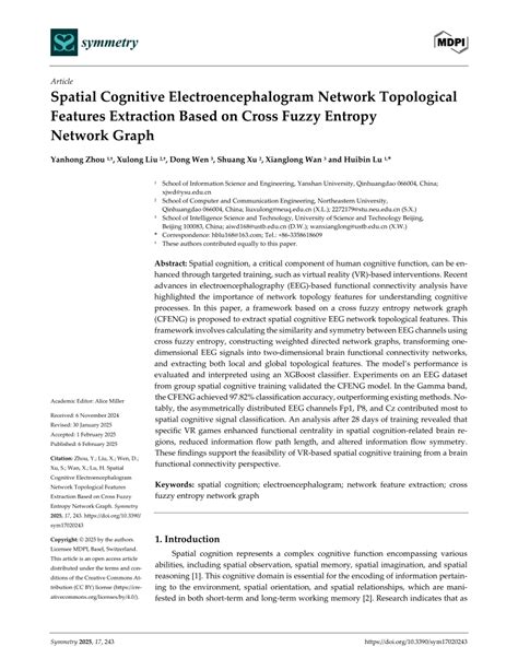 Pdf Spatial Cognitive Electroencephalogram Network Topological Features Extraction Based On