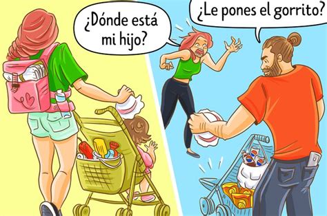 Cómics sobre cómo mamá y papá luchan de diferente forma en la crianza de sus hijos Genial