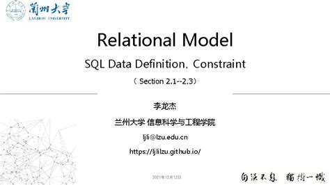 Relational Model Sql Data Definitionconstraint Section 2 1