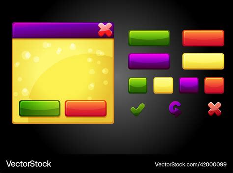 Cartoon Set Game Ui Buttons Royalty Free Vector Image